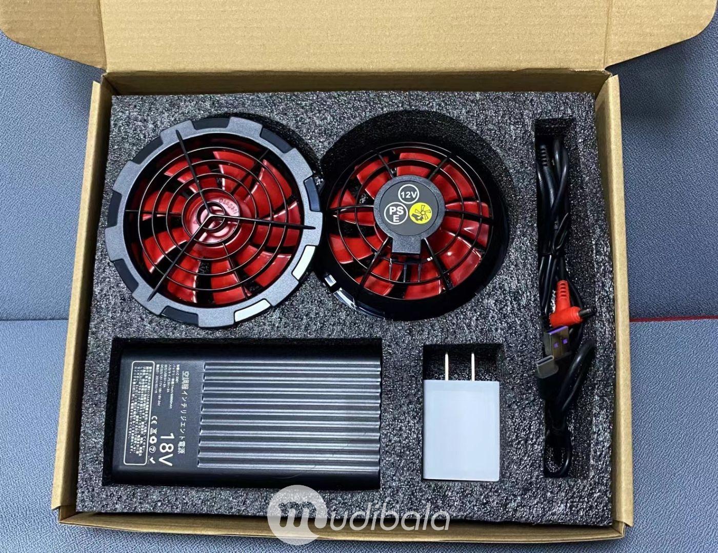 Bộ Pin + Áo Điều Hòa Japan 18V – Pin 50.000mAh, 2 Quạt 9 Cánh Gió Mạnh ...